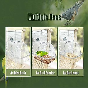 WQY GroceryShop Bird Bath for Cage, Cleaning Pet Supplies Cockatiel Bird Bathtub with Hanging Hooks for Little Bird Parrots Spacious Parakeets Portable Shower for Most Birdcage