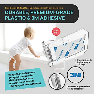 Child Lock for Sliding Closet Doors - 3M Tape Easy Install, 4 Pack, Clear