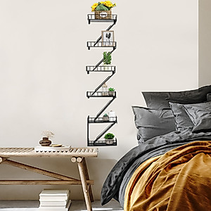 Zonon Fire Escape Wall Shelf Hanging Fire Escape Shelving Metal Ladder Decor Cool Bookshelf Fire Escape Wall Organizer Wall Floating Shelves Action Figure Shelf for Home Bedroom Room Display(6 Tier)