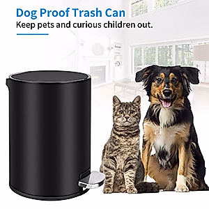 CURIFYPN 8 Liter/2.1 Gallon Small Trash Can with Lid Soft Close, Stainless Steel Step Trash Can,Round Foot Pedal Garbage Can with Removable Inner Wastebasket for Bathroom,Kitchen,Bedroom,Office, Black