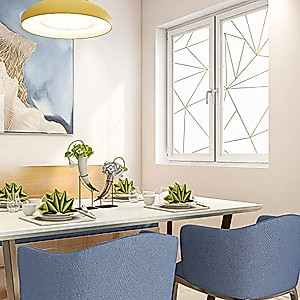 WPCTEV Window Film Non Adhesive Frosted Film Privacy Window Sticker Self Static Cling Vinly Glass Film Anti UV Decorative for Home Office White Geometry 17.5 Inch x 6.5 Feet