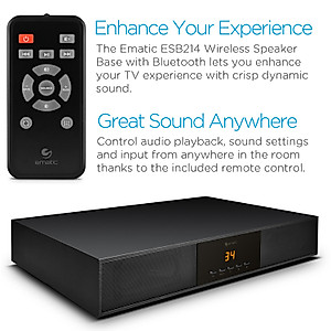 Ematic ESB214 Speaker Base with Built-in Subwoofer and Bluetooth (Black)