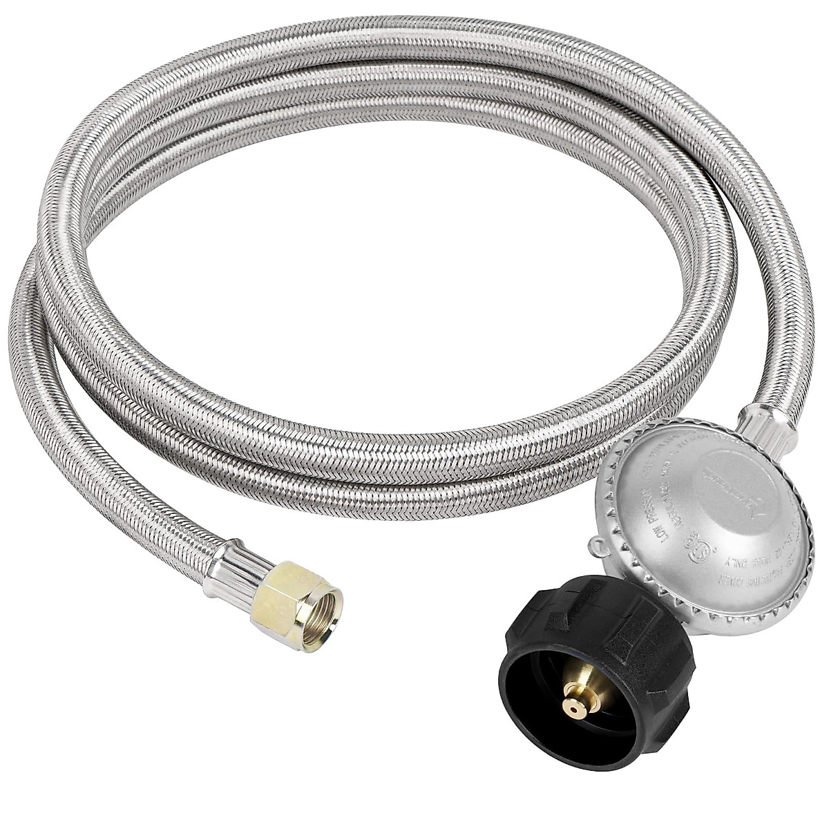 SHINESTAR 6 Feet Propane Regulator and Hose, Fit for Gas Grill, Blackstone 28"/36" Griddle, Propane Fit Pit and More, Low Pressure, 3/8" Female Flare
