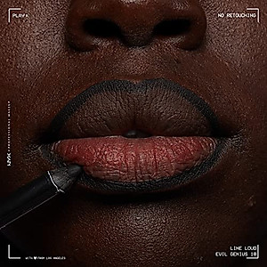 NYX PROFESSIONAL MAKEUP Line Loud Lip Liner, Longwear and Pigmented Lip Pencil with Jojoba Oil & Vitamin E - Evil Genius (Black)