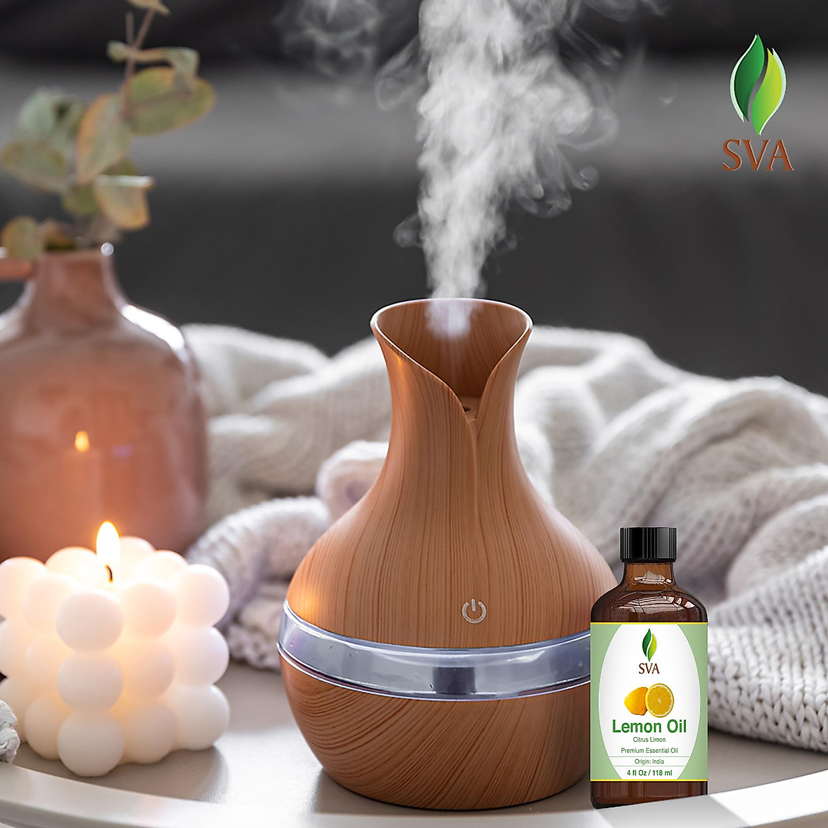 SVA Lemon Essential Oil – 4 Fl Oz – 100% Natural Lemon Oil - for Diffuser, Hair Care, Face, Skin Care, Aromatherapy, Scalp and Body Massage, Soap and Candle Making – with Dropper