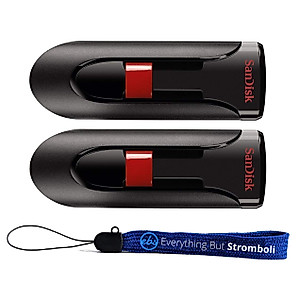 SanDisk Cruzer Glide 128GB Flash Drive (2 Pack) USB 2.0 Port Jump Drive Pen Drive (SDCZ60-128-B35) Bundle with (1) Everything But Stromboli Lanyard