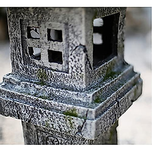 L-JTLYM Solar Powered LED Outdoor Retro Decor Garden Light, Magnesium Oxide Material Waterproof, Pagoda Lantern Garden Statue, Long Use Time, Hand-Carved, for Tabletop,Ground,Patio,Lawn