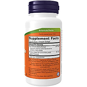 NOW Supplements, Saw Palmetto Extract 320 mg with Pumpkin Seed Oil, Men's Health*, 90 Veg Softgels