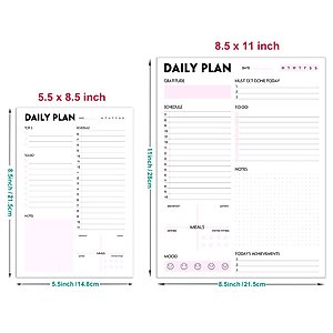 Daily Planner Notepad - Tear-Off Daily Planning Pad, Organizer with To Do Lists, Schedule, Appointment, Productivity Tracker, 50 Undated Sheets, 8.5 x 11 in