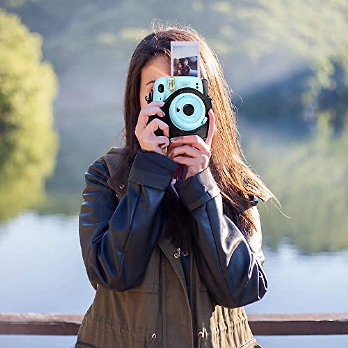 Protective & Portable Case Compatible with Fujifilm for Instax Mini 12/11 Instant Camera with Accessories Pocket and Adjustable Strap - Charcoal Grey