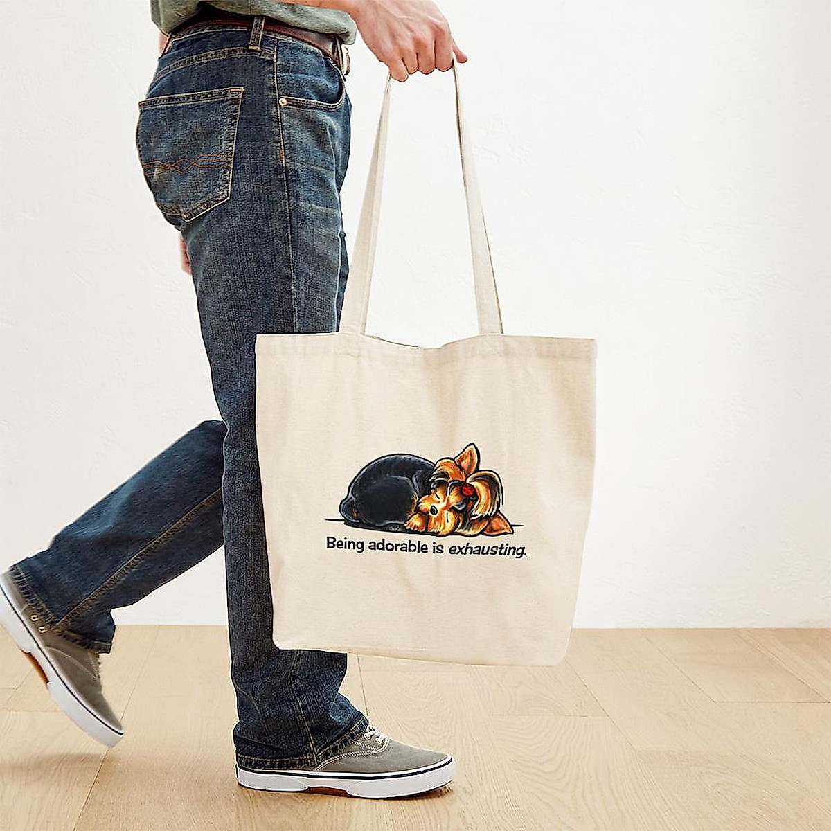 CafePress Yorkie Being Adorable Tote Bag Canvas Tote Shopping Bag
