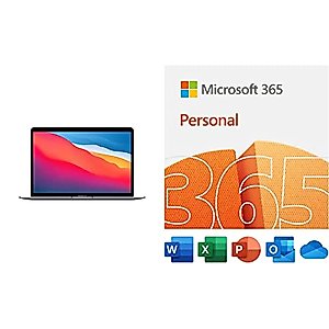 Apple 2020 MacBook Air Laptop M1 Chip, 13” Retina Display, 8GB RAM, 256GB SSD Storage, Space Gray, with Microsoft 365 Family | 12-Month Subscription | PC/Mac Download