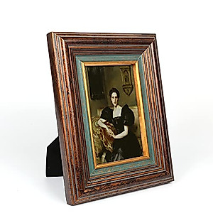 BWPFRAME 5x7 Photo Frame Vintage Solid Wood Picture Frames 5 x 7 with Real Glass, Walnut wood Photo Frame with mat for Tabletop & Wall Display Home Decor