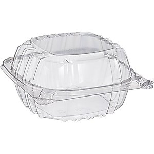 Pack of 100 Small Clear Plastic Hinged Food Container 6x6 for Sandwich Salad Party Favor Cake Piece