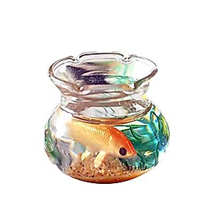 Dollhouse Miniature Goldfish Bowls, Chic Miniature Fish Tank with Smooth Surface, Realistic Resin Dollhouse Fish Tank Accessories for Garden Scene Decor, 1.06" x 0.51" x 1.02"