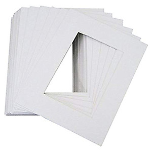 Pack of 25 8x10 WHITE Picture Mats Mattes with White Core Bevel Cut for 5x7 Photo + Backing + Bags