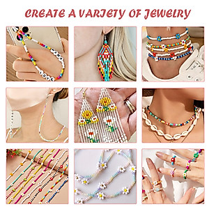 QUEFE Craft Beads Kit 21440pcs 3mm Glass Seed Beads and 960pcs Letter Beads for Friendship Bracelets Jewelry Making Necklaces and Key Chains with 2 Rolls of Crystal String, DIY Art Craft Gifts