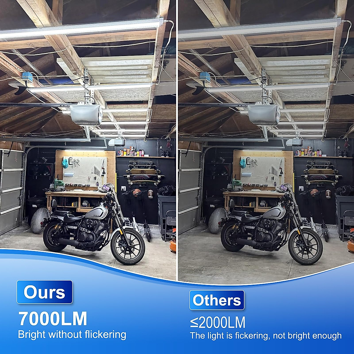 PARNOARCK Led Shop Lights,Led Shop Light 4FT 50W 6500K Daylight White 7000LM,Led Shop Lights Linkable Clear Cover Integrated V-Shape,Led Shop Lights 4 Foot for Workshop (2 Pack)