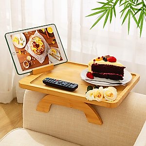 SINWANT Couch Arm Tray Table, Sofa Clip on Side Table for Armrest Tray, Couch Arm Table with Phone Holder,Sofa Arm Tray for Eating Drinks Remote