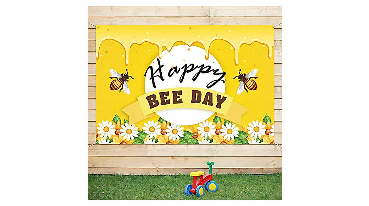 PAKBOOM Happy Bee Day Backdrop Banner for Bee-Themed Parties