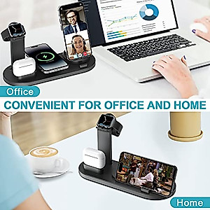 Wireless Charger Station, 4 in 1 Wireless Charging Dock Compatible with iPhone 14/13/12/Pro/Pro Max/14 Plus/AirPods 3/2/Pro/Pro2, Magnetic Phone Charger for Apple Watch 8/7/SE/6/5/4/3, (Black)