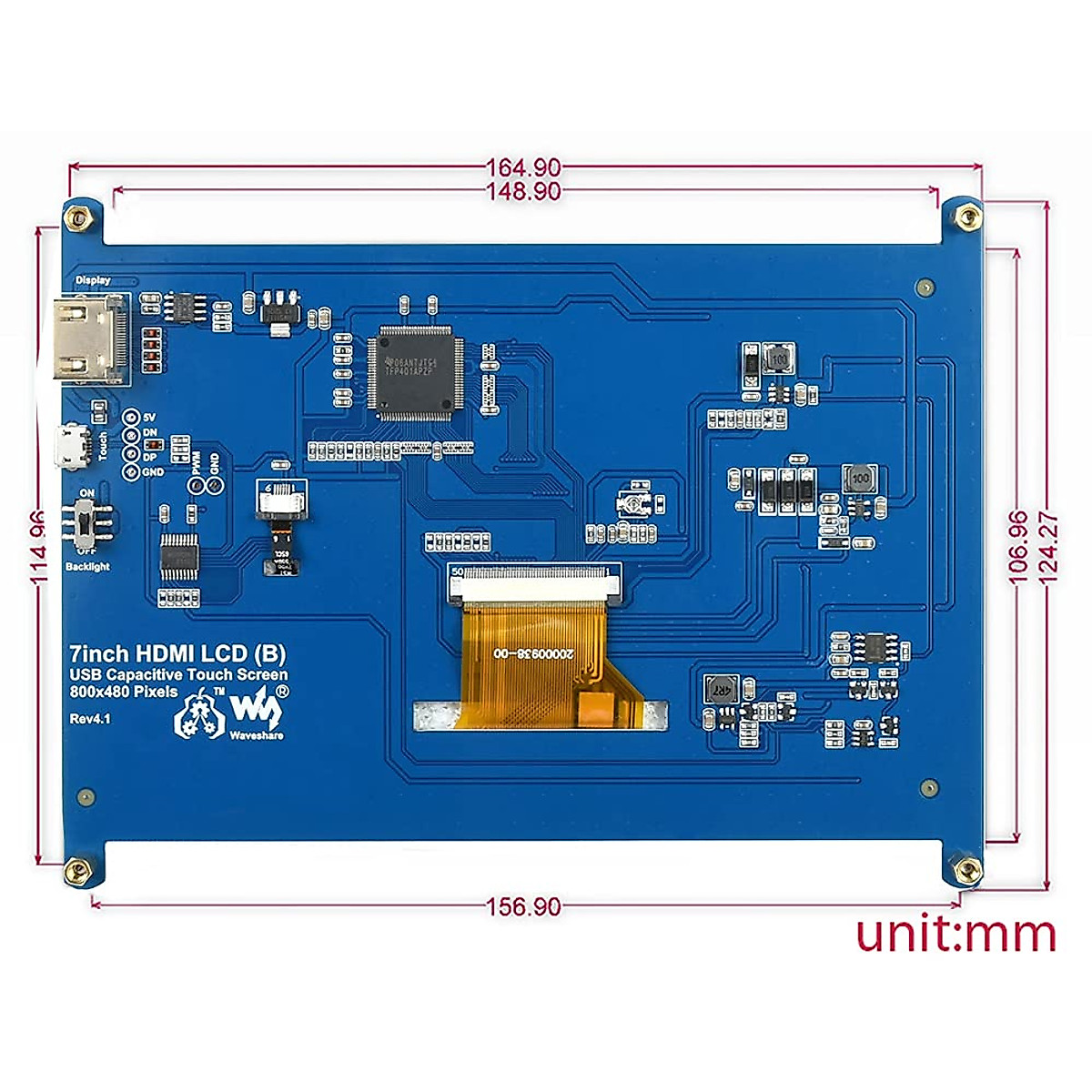 7 inch 800×480 Capacitive Touch Screen HDMI Interface Custom Raspbian LCD Monitor Mini PC Supports Raspberry Pi 4 3 2 1 Model B B+ A+ & BeagleBone Black & Banana Pi/Banana Pro @XYGStudy