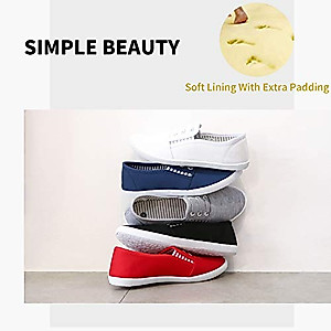 kufeiti Women’s Canvas Slip On Shoes Sneakers for Women Fashion Comfortable White Black Elastic Sneakers for Women(Black, US10)