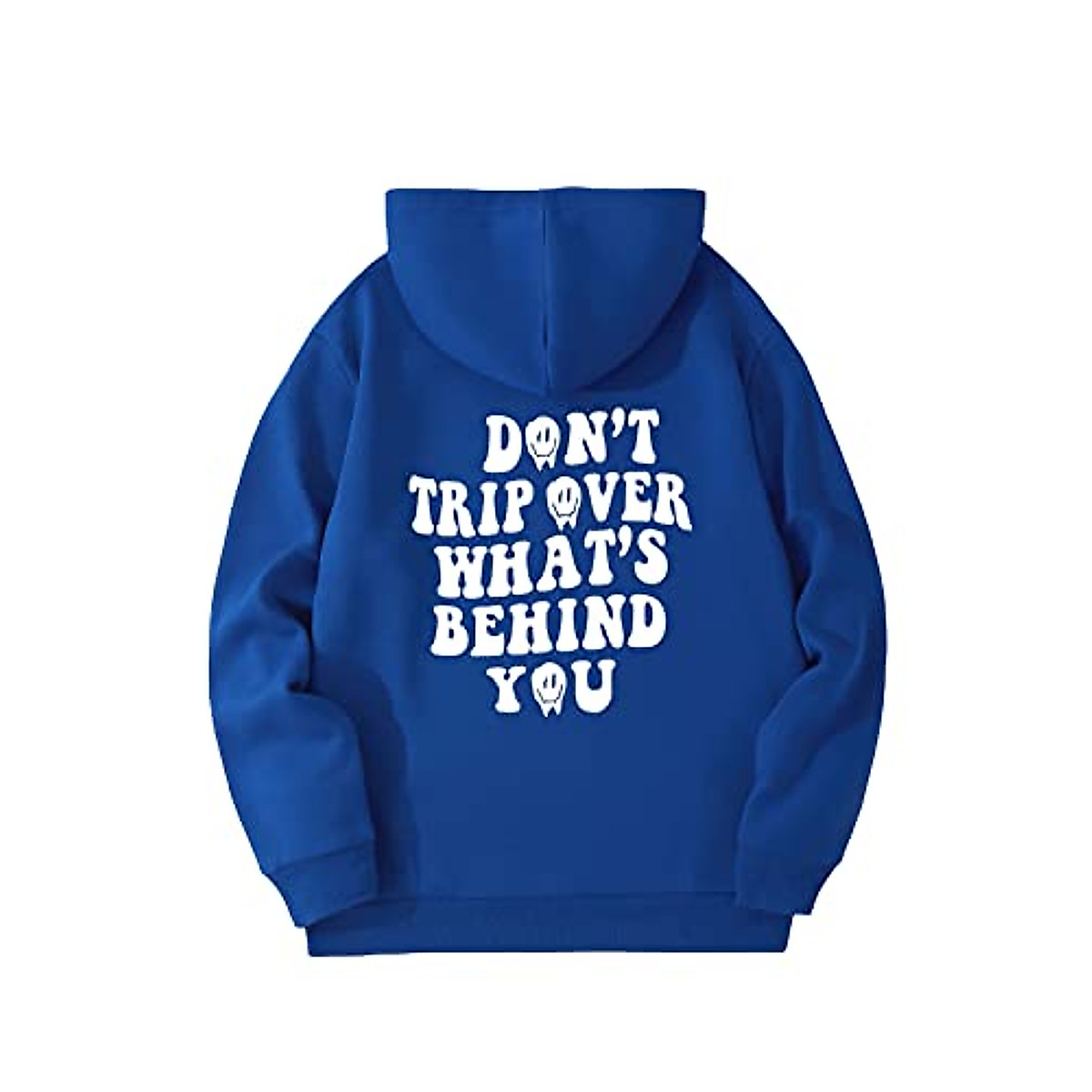 Floerns Men's Letter Graphic Print Long Sleeve Drawstring Hoodie Sweatshirt Tops A Blue S