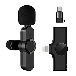 Wireless Lavalier Microphone for iPhone iPad with Type-C Adapter, Professional Video Recording Lav Mic, Clip on Lapel Mic for Video Recording,Vlog,Interview,YouTube,Facebook,Podcast,Live Stream,TikTok
