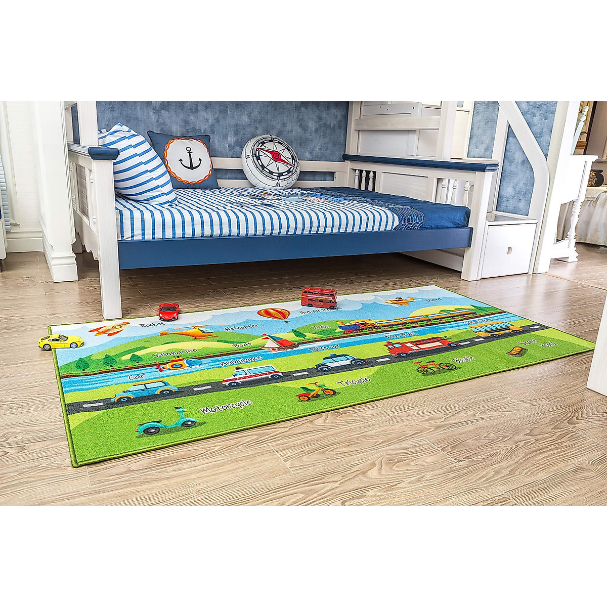 Furnish my Place 764 Transportation Rug | HD Modes of Transportation Children Educational | Classroom | Nursery Room Area Rug | Multicolor (3'3"x6'6")