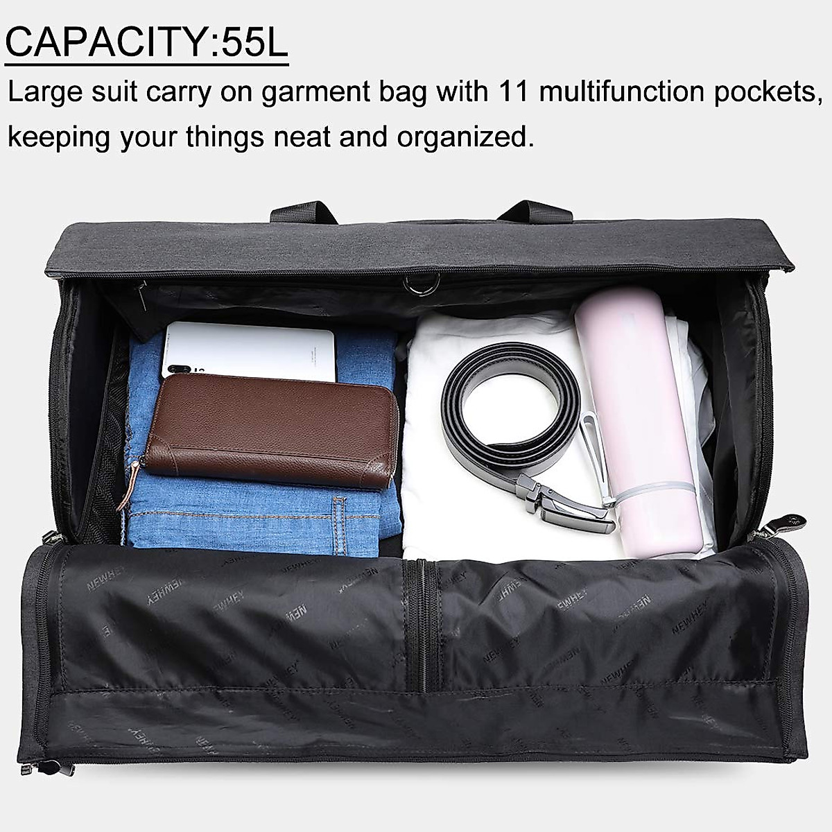 Garment Bags Convertible Suit Travel Bag with Shoes Compartment Waterproof Large Carry on Duffel Bags Garment Weekender Bag for Men Women Black