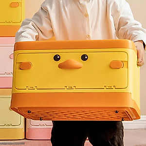 hawkrise Foldable Animal Shape Kids Toy Organizer with Stackable Design and Open Lid – Versatile Storage Solution for Toys, Clothes, Snacks, and Books (Duck)