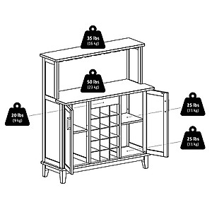 Winsome Beynac Bar Cappuccino Wine Cabinet