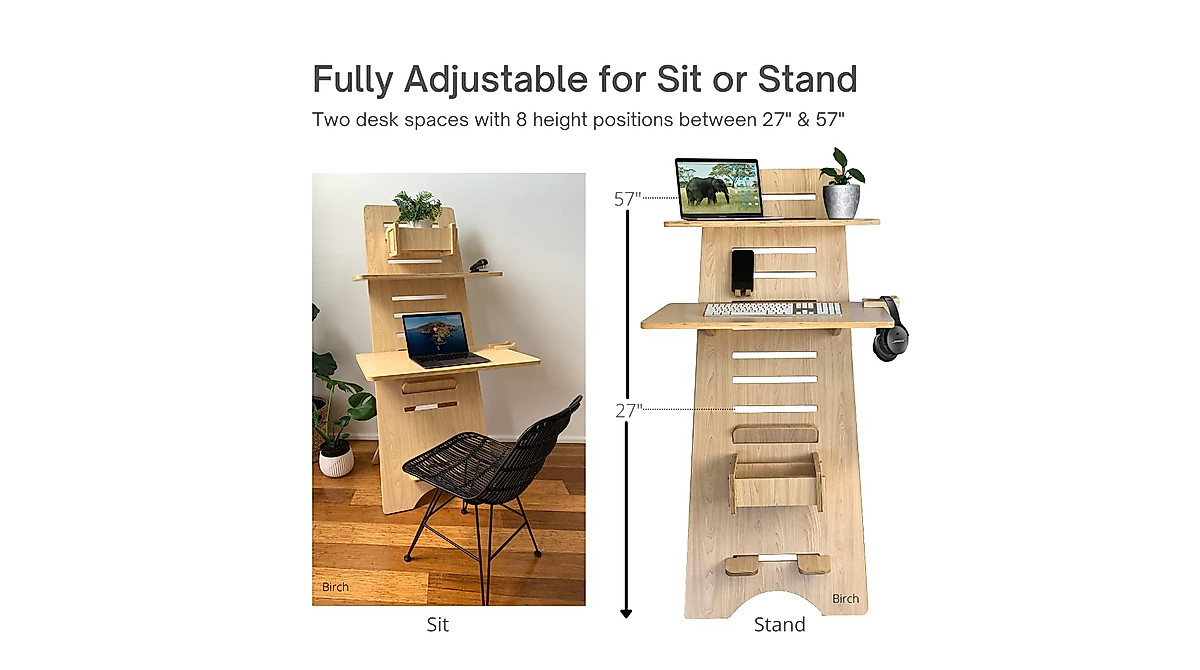 Modern Height Adjustable 2-Tier Desk for Small Spaces