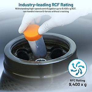 Locofiltr Conical Centrifuge Tubes 50mL, 25Pcs Sterile Polypropylene Test Tubes, Leak-Proof Screw Caps, Plastic Container with Graduated & Write Marks, Non-Pyrogenic, DNase/RNase Free, Human DNA-Free