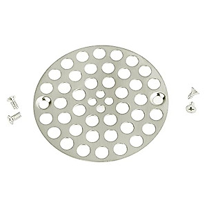 Artiwell 4’’ Shower Strainer Drain Trim Set, Solid Brass Screw-in Shower Strainer Drain Cover, Replacement Strainer Grid by Artiwell, Machine & Self-Tapping Screws Included (Brushed Nickel)