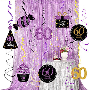 60th Birthday Decorations for Women Purple Black Gold 60 Birthday Party Decor – Foil Hanging Swirls/Women 60th Birthday Party Decorations