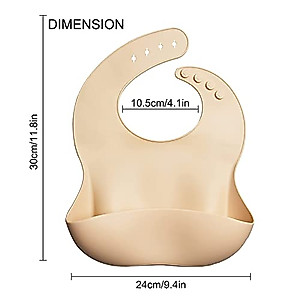 Tenmon Silicone Baby Bibs, Silicone Bibs for Babies Toddlers Girls and Boys, Soft Adjustable Waterproof Bibs, Baby Feeding Bibs (Natural)