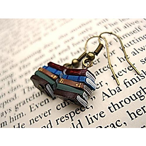 Classic Stack of Books Drop Dangle Earrings Librarian Teacher Easy Hook Clay Creative Novel Teach Graduation Jewelry for Women Earings