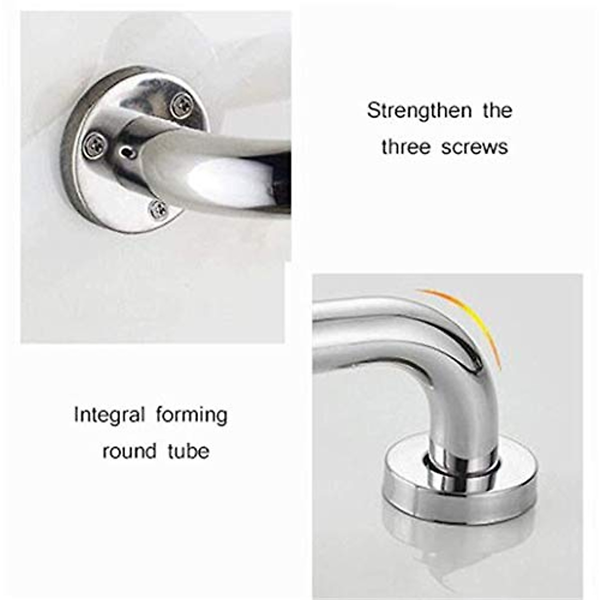 XHALERY Shower Aids,Safety Grab Rails,Bathroom Support Handle,Pure 304 Stainless Steel Bathtub Armrest,Bathtub,Toilet, Bathroom,Kitchen,Stairway Handrail (Color : Silver, Size : 65CM)