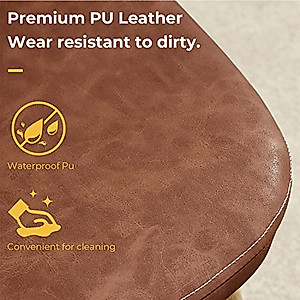 GreenForest Dining Chairs Set of 4, Mid Century Dining Kitchen Room Chairs, Modern Upholstered Dining Chairs with Soft Faux Leather Cushion Seat and Metal Legs, Side Chairs for Living Room, Dark Brown