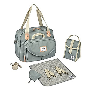Beaba Geneva Diaper Bag, Multifunction Baby Diaper Bag, Diaper Bag with Bag Strap for Baby Stroller, Changing Pad, Insulated Bag, Baby Must Haves, Sage