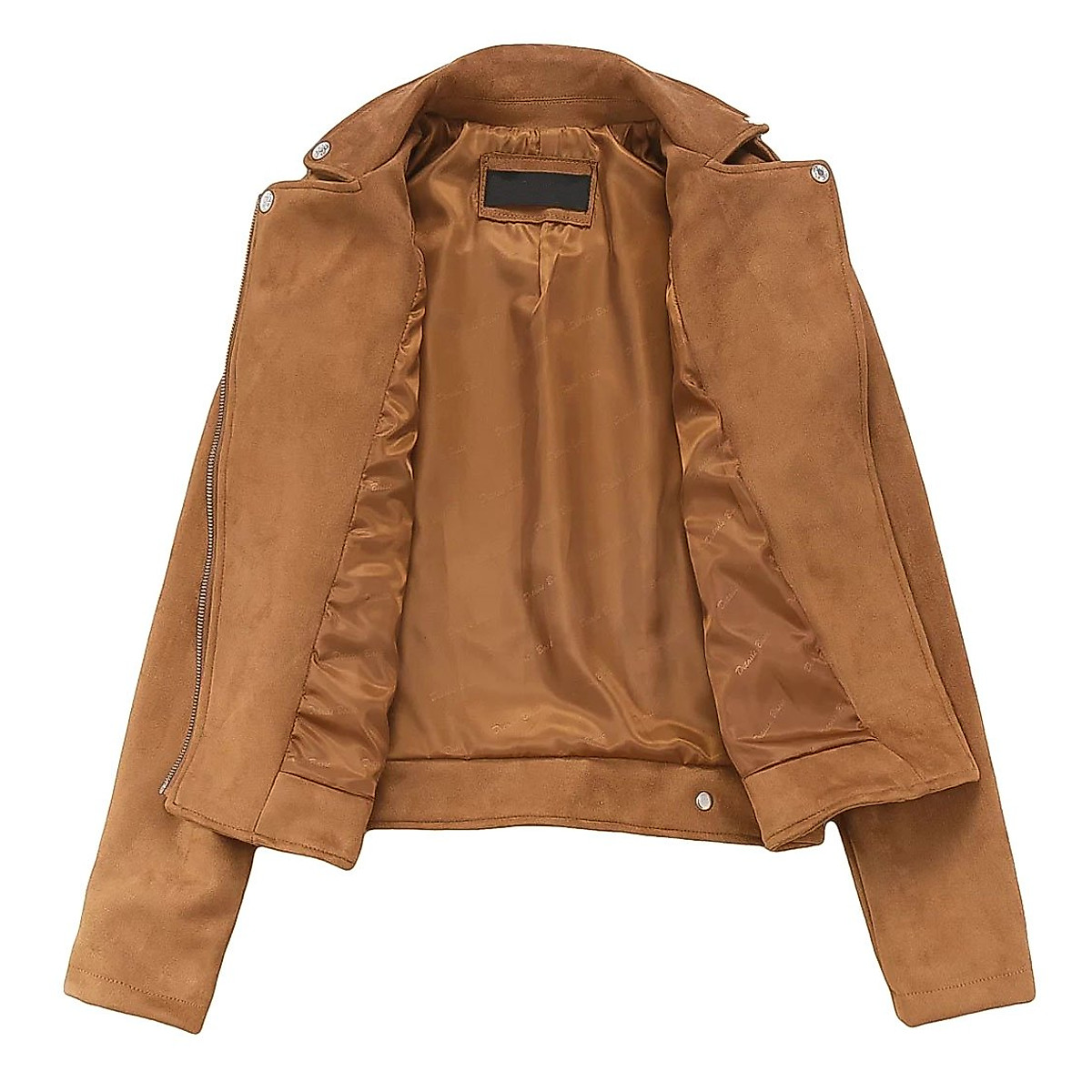 CHARTOU Women's Fall 2023 Fashion Faux Suede Leather Casual Moto Biker Jacket Coats (Medium, Coffee)