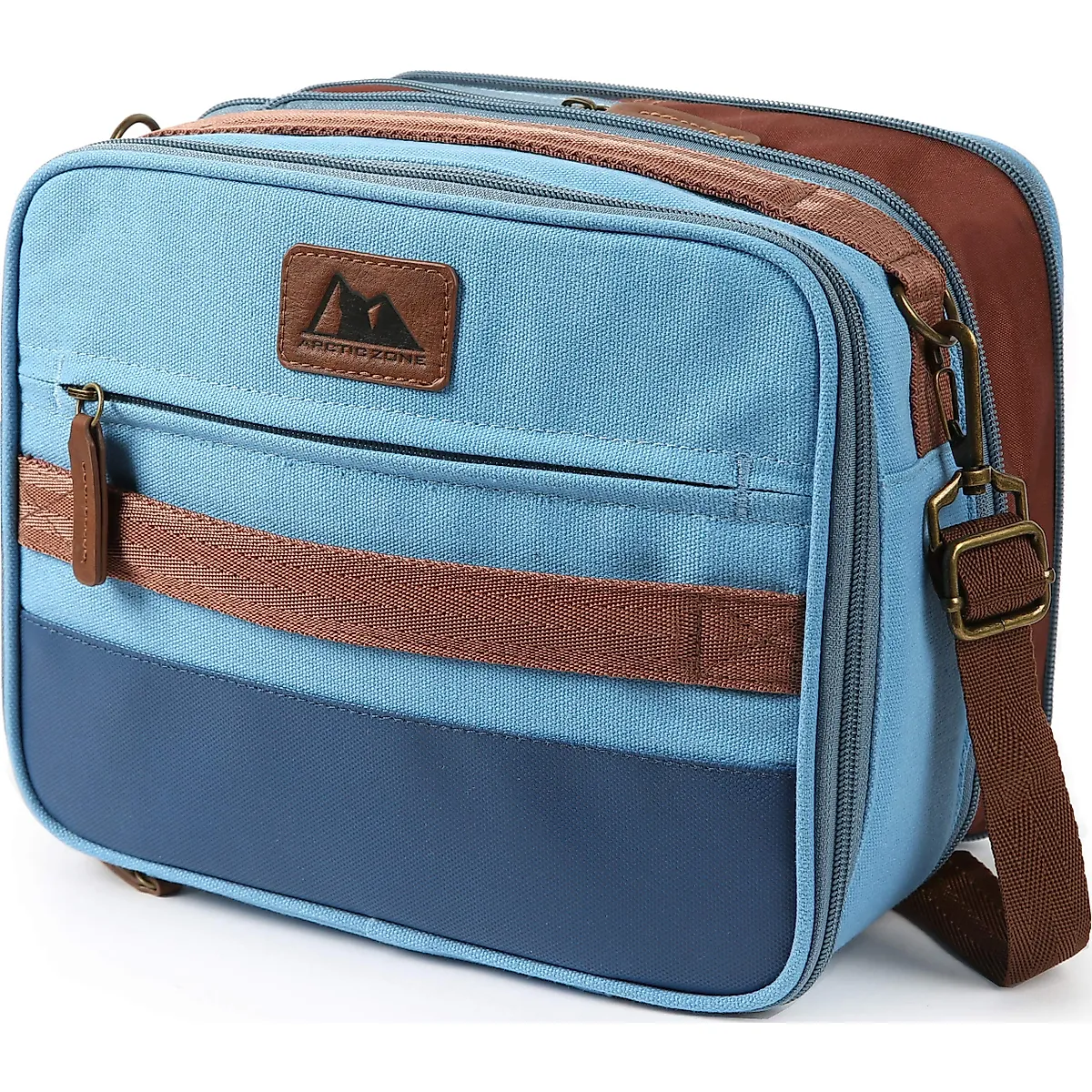 Arctic Zone Canvas Expandable Horizontal Lunch Box with Removable Shoulder Strap - Blue