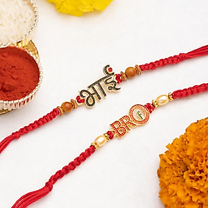 SLNDOKTG Set Of 2 Raksha Bhandan Handmade Rakhi Bracelet With Stone Work Kundan Design For Brother Bhaiya Celebration Hindu Festival of Rakshabandhan