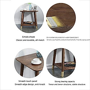 Articles for daily use All Solid Wood Light Luxury Small Coffee Table Bedside Table, ash Wood Sofa Walnut Color Round Side Table, Small Apartment Living Room Coffee Table