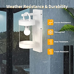 Outdoor Wall Light Dusk to Dawn White E26 Wall Mount Lights with Photocell for Porch Front Door Garage Garden IP44 Waterproof Max 28W