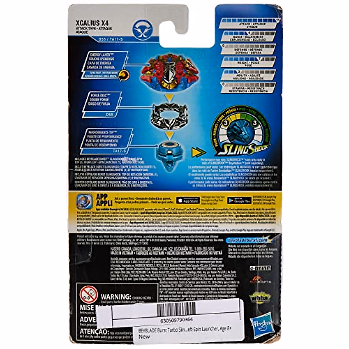 BEYBLADE Burst Turbo Slingshock Xcalius X4 Starter Pack -- Battling Top and Right/Left-Spin Launcher, Age 8+