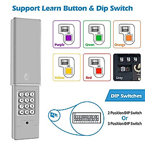 Garage Door Opener Keypad Universal,Wireless Keyless Entry Keypad,Works with Chamberlain, LiftMaster, Craftsman,Linear Multi-Code,Stanley and More, Control Upto 2 Doors with one keypad