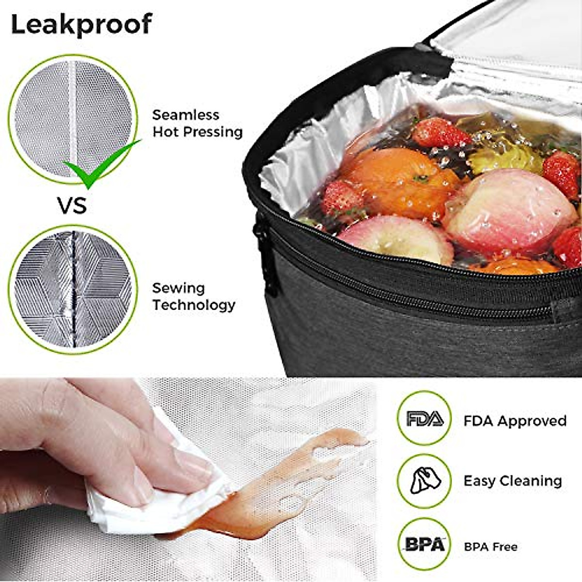 Hap Tim Lunch Box Insulated Lunch Bag Medium Size Cooler Tote Bag for Adult,Men,Women, Double Deck Cooler for Office/Picnic/Travel/Camping(16040-DG)